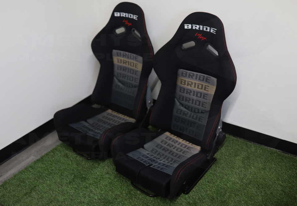 Pair (2) BRIDE Seats Low Max Racing Seats Black Adjustable Backrest w ...