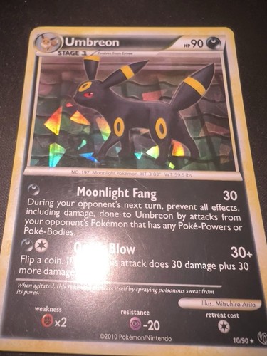 Pokémon Umbreon TCG Cracked Ice Holo Card 10/90 HeartGold/SoulSilver ...