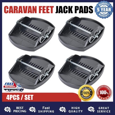 4PC Caravan Feet Pads Heavy Duty Caravan Leg Foot Pads Stabiliser Jack ...
