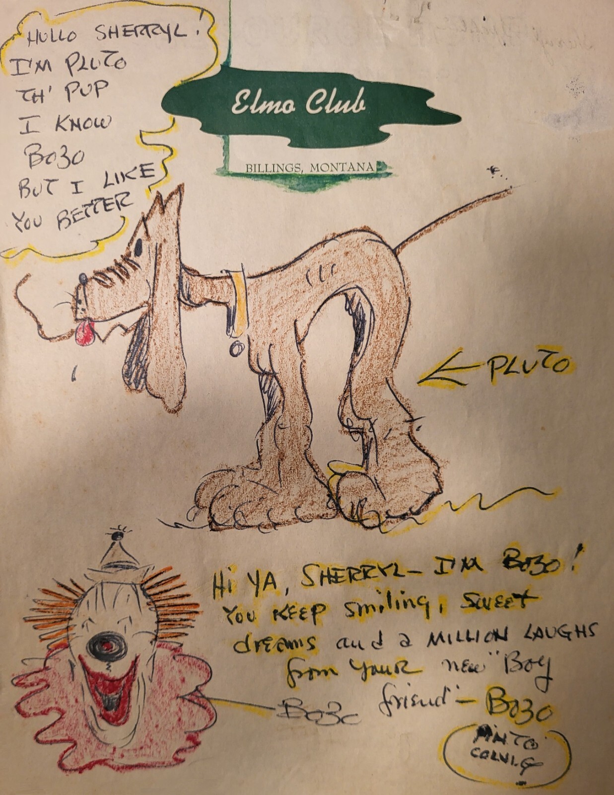 DISNEY Voice Actor PINTO COLVIG Rare Hand-Drawn Signed Sketches of ...