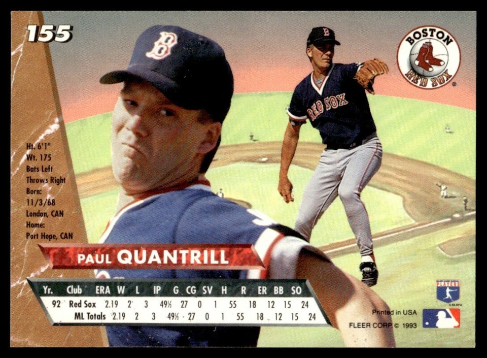 1993 Ultra #155 Paul Quantrill Boston Red Sox | eBay