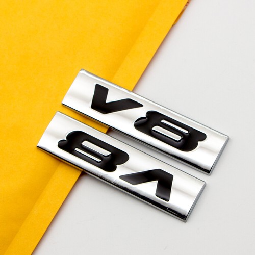 2x Metal Black V8 Trunk Badge Chrome Turbo Sports Engine Emblem Decal ...