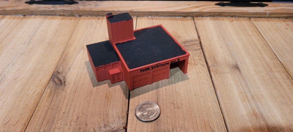 N-Scale Firehouse RED 3D Model 1:160 Scale Train Layout | eBay