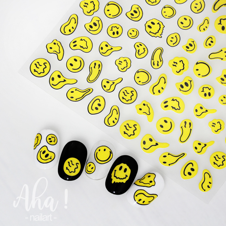 3D Melty Smiley Nail Art Decals Stickers Sliders Adhesive NH20 | eBay