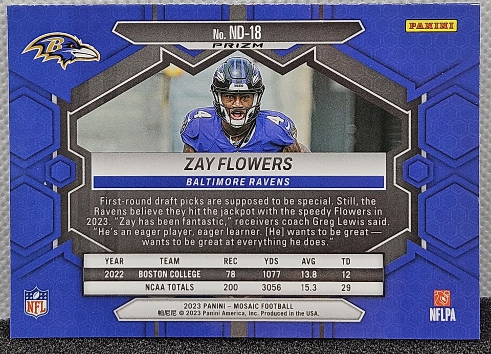 2023 Panini Mosaic Zay Flowers NFL Debut Green Prizm Rookie Card #ND-18 ...
