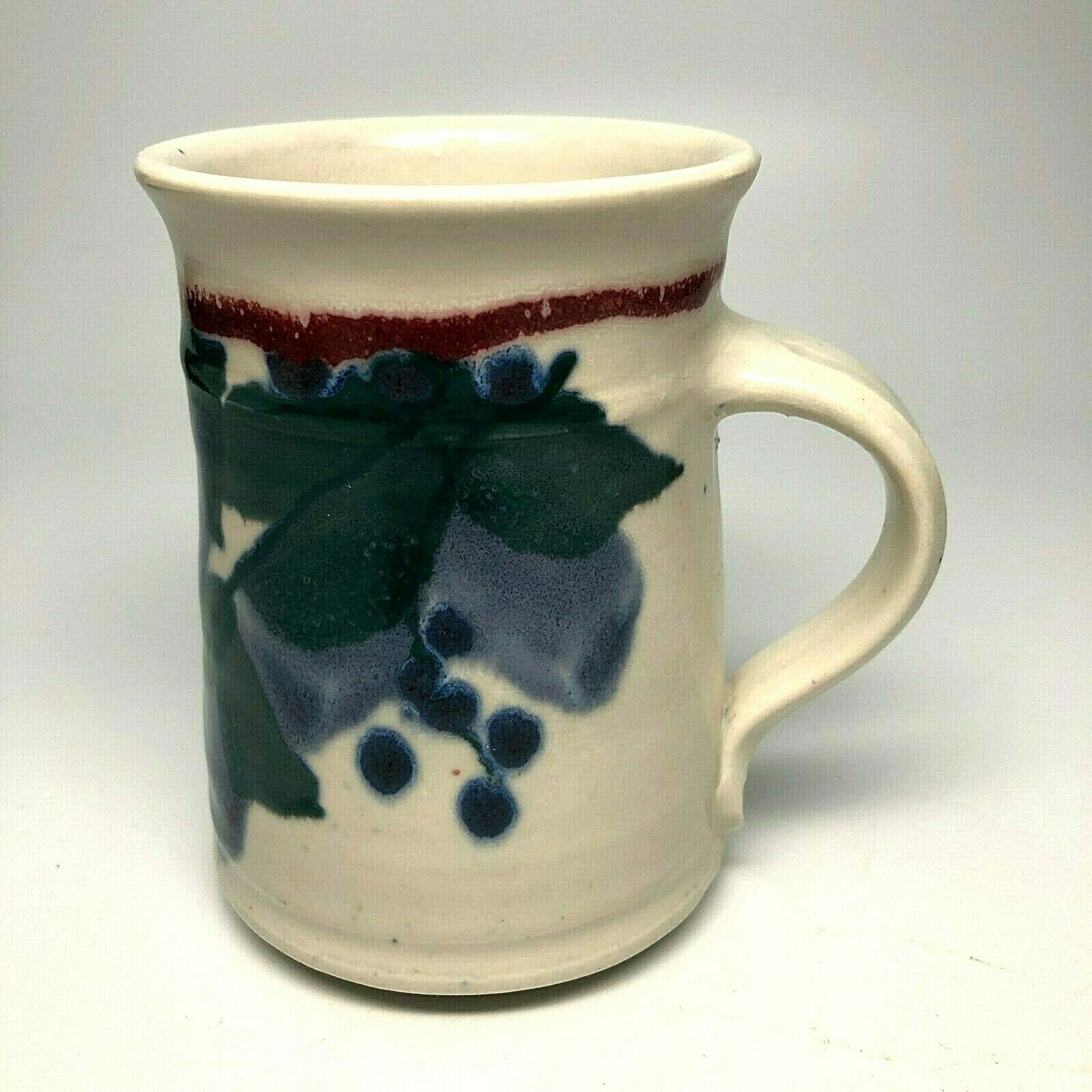 NC Handcrafted Pottery by Nancy Redman Signed Blue Floral Design Mug ...