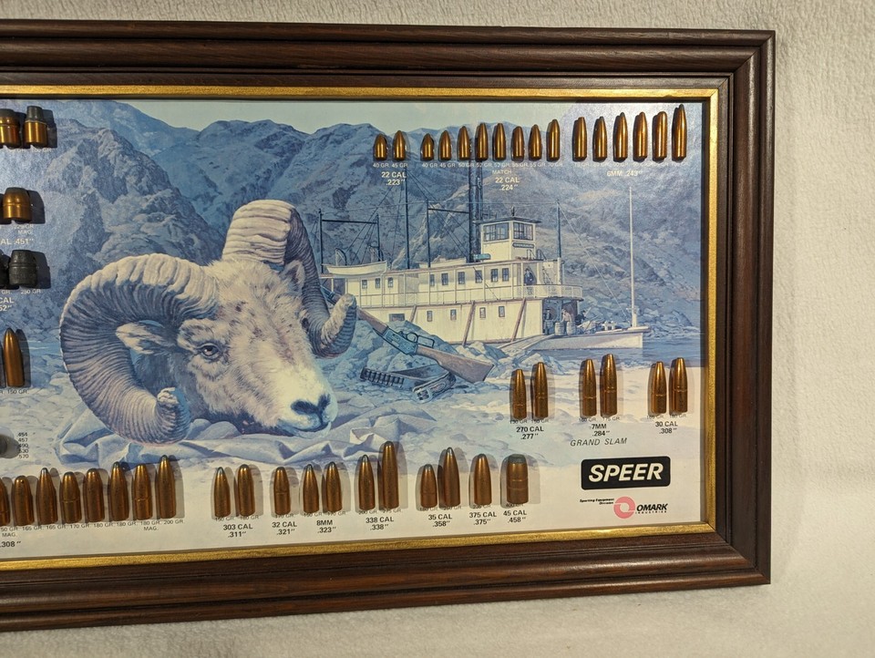 Vtg 1977 Speer Ammunition Store Display Bullet Chart Hell's Canyon Ram ...
