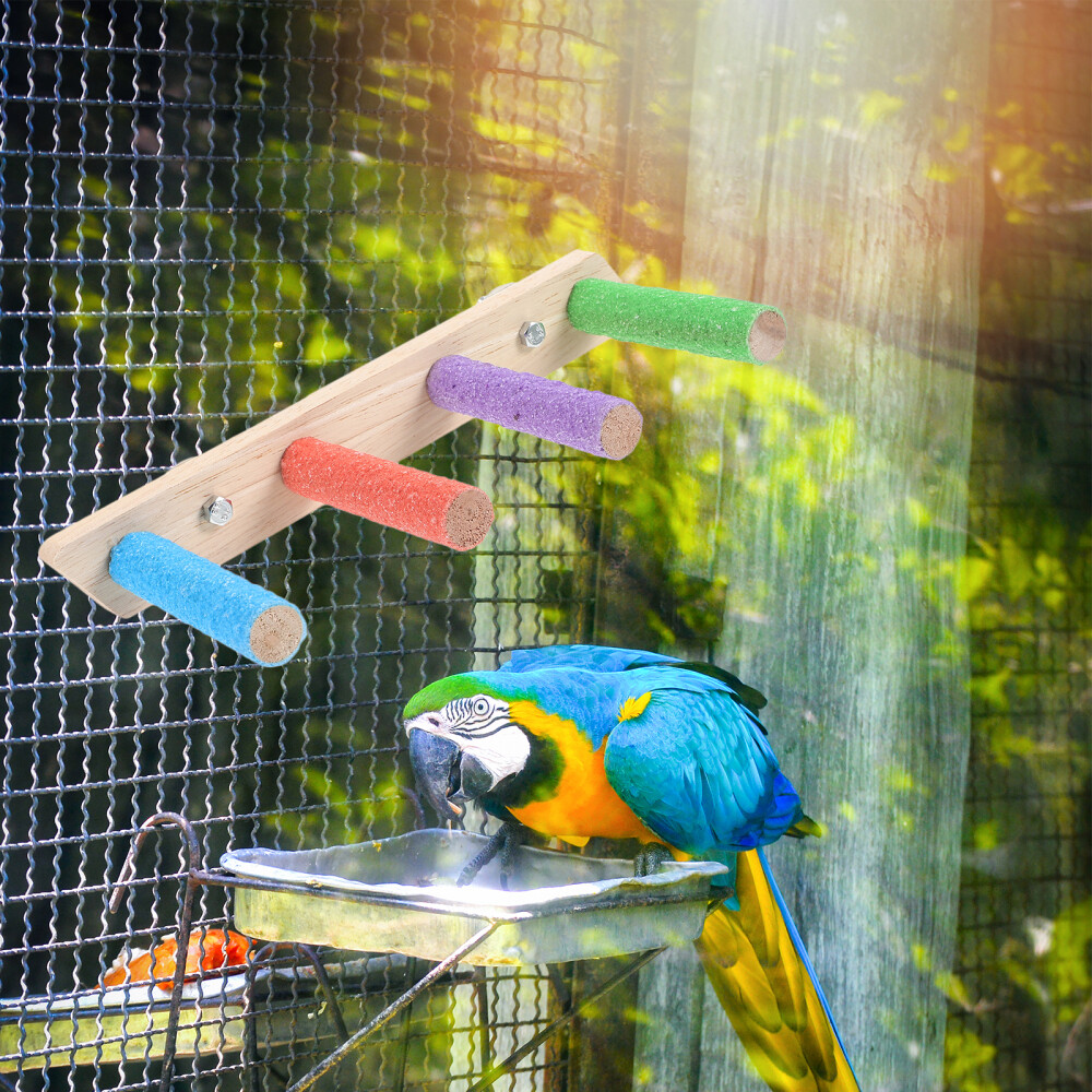 Wood Climbing Ladder Parrot Perch Stable Wood Perch Stand Bird Cage ...