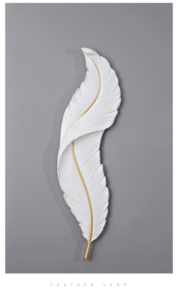 LED Feather Wall Lamp Resin Lamp Bedroom Wall Hallway Home Decor Indoor ...