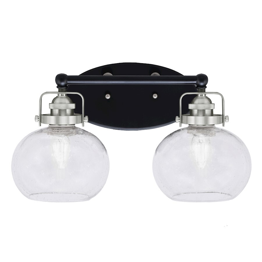 Toltec Easton 2Lt Bath Bar, 9.5", Black/Nickel/7" Clear Bubble - 1932 ...