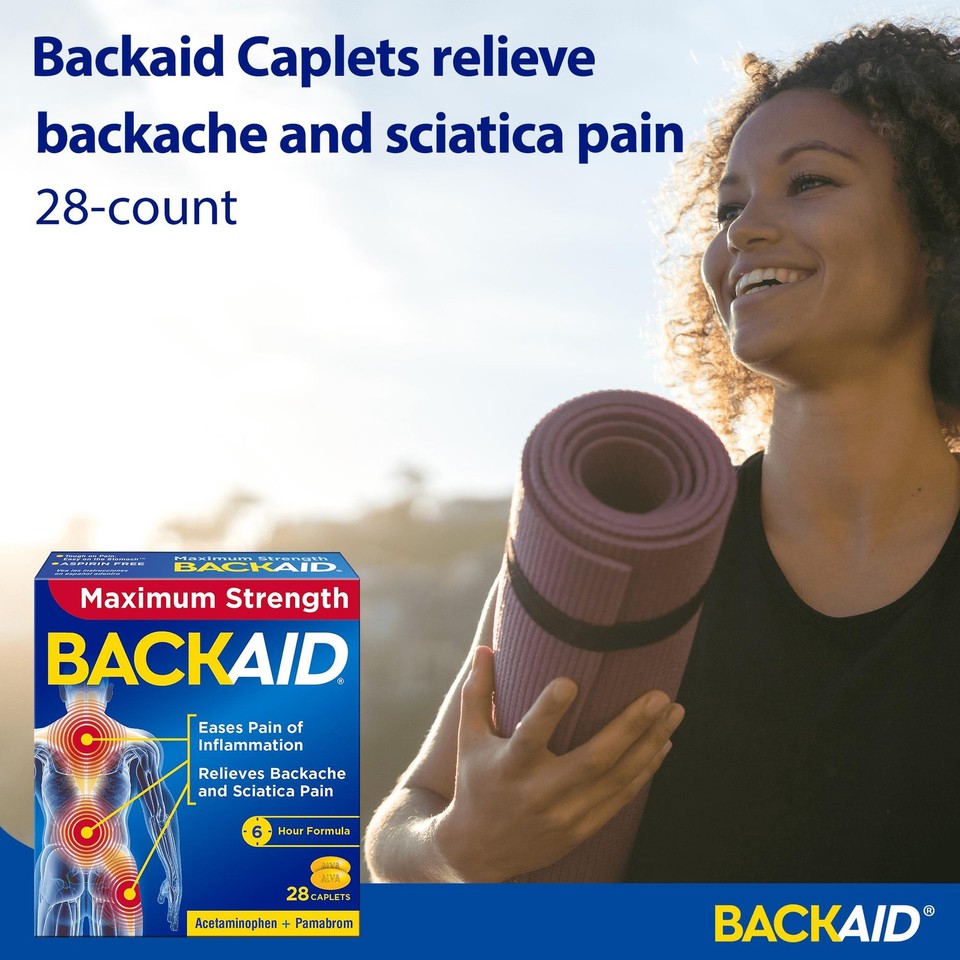 Backaid Maximum Strength Backache & Sciatica Pain Relief Caplets, 28 ...
