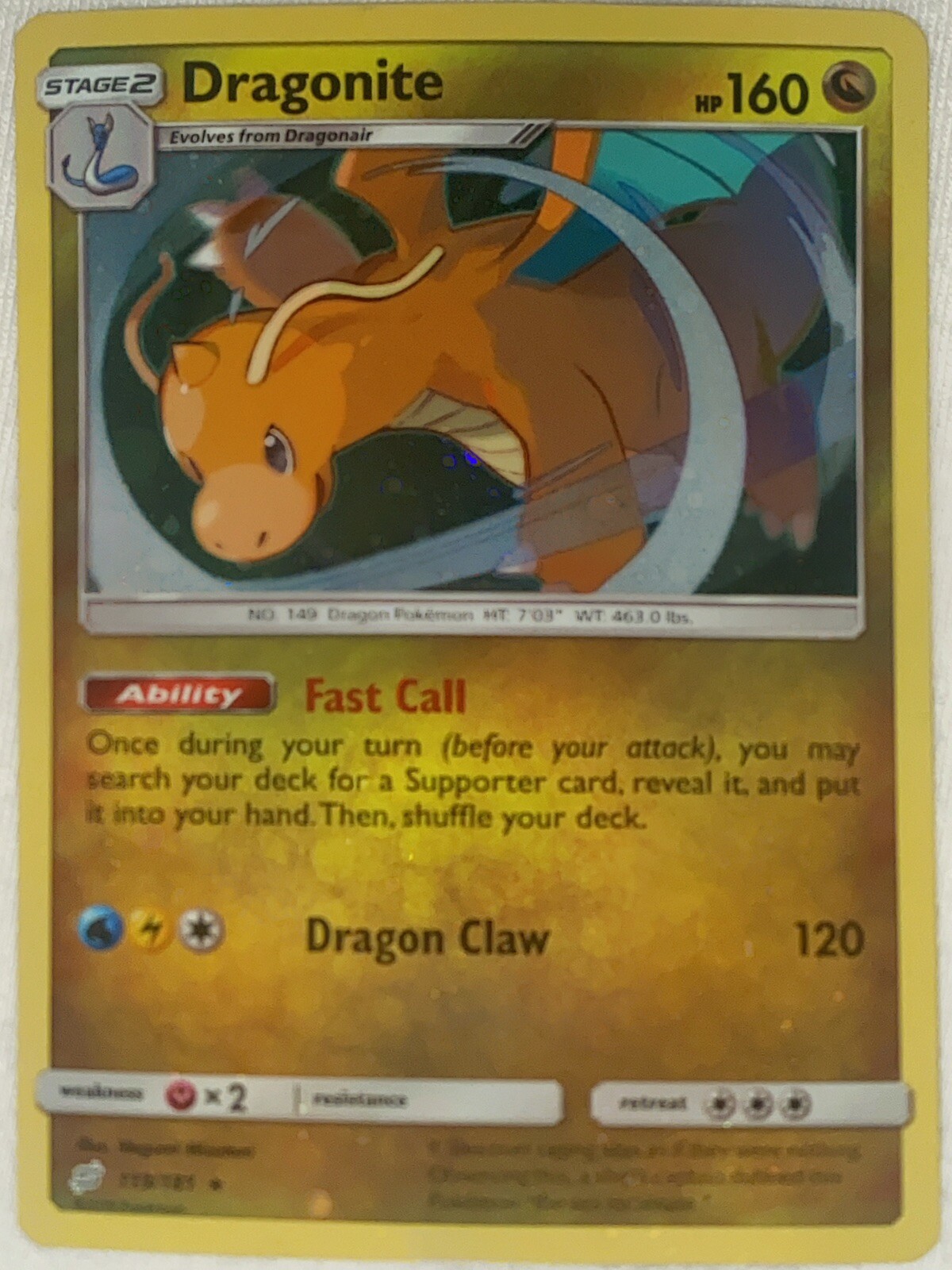 Pokémon TCG Dragonite Team Up 119/181 Holo Rare Cosmos Holo Bleed Rare ...