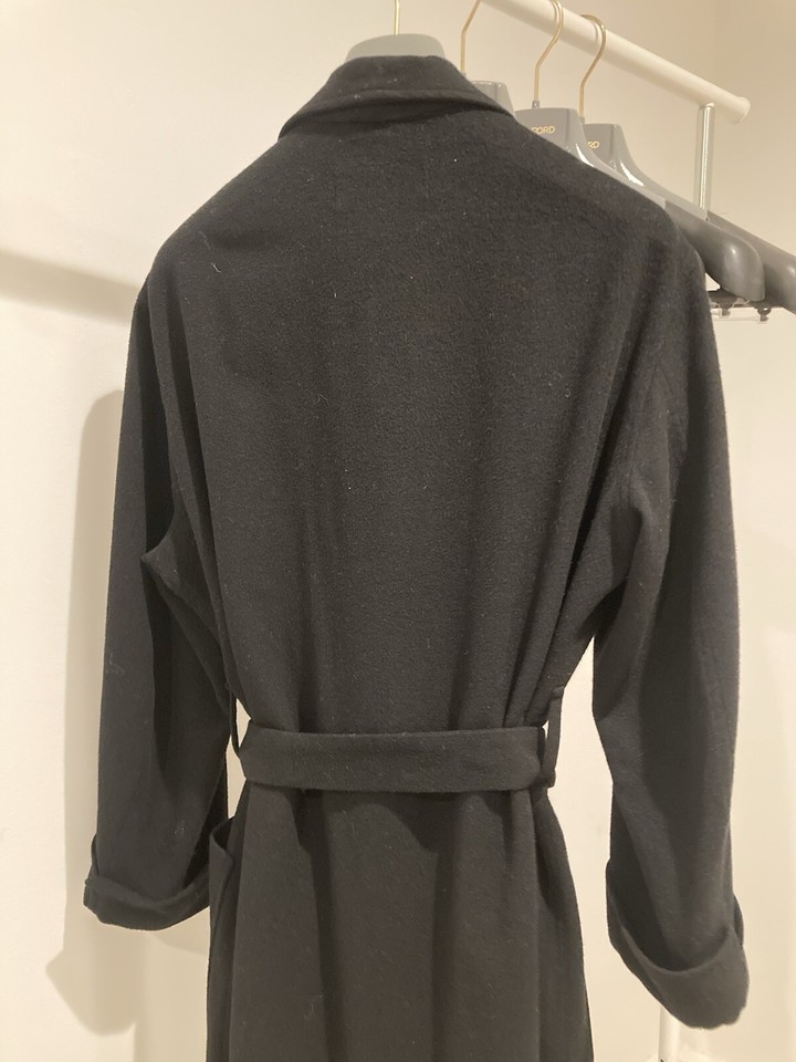 $3999 Daniel Hanson Angora Cashmere Wool Blend Black Robe Dressing Gown ...