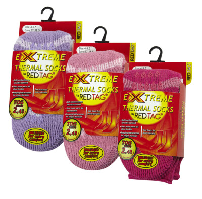 RED TAG Childrens Kids Girls Extreme Thermal Socks Striped W/ Grippers ...