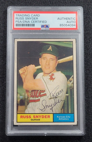 1961 RUSS SNYDER Signed Topps Baseball Card-KANSAS CITY ATHLETICS-PSA ...