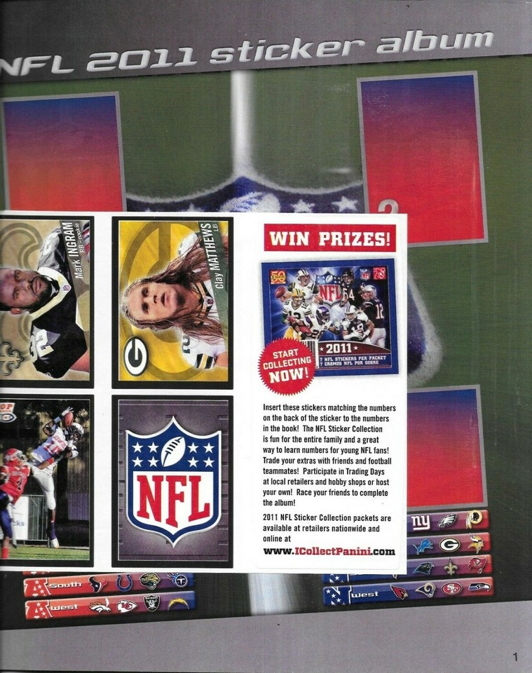 Panini NFL Football Album Collection Contains 10 Starter Unused ...