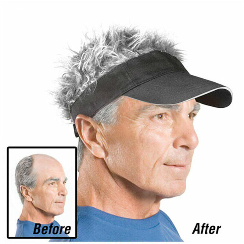 Golf Baseball Cap with Fake Hair Cap Sun Visor Toupee Hats Mens Spiked ...