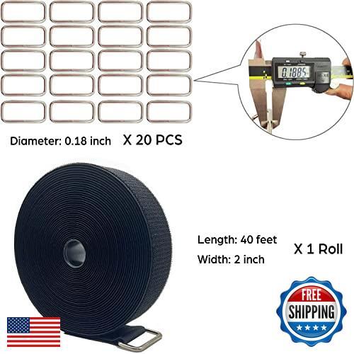 Wide 2" ×40 Ft Cable Straps with 20 Metal Buckles,Black. | eBay