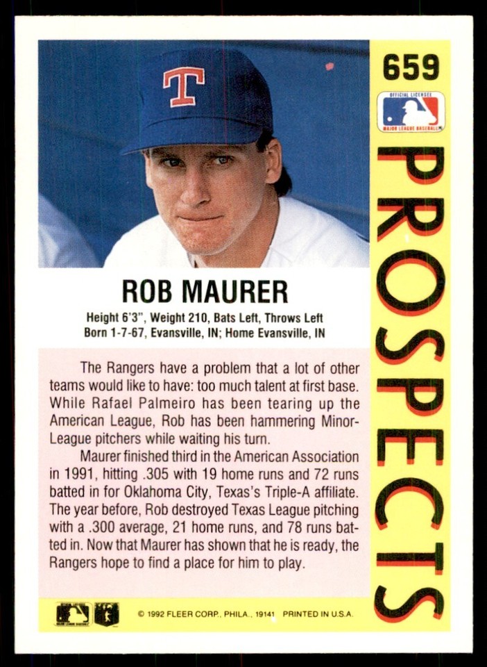 1992 Fleer Rob Maurer Baseball Cards #659 | eBay