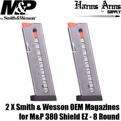 2 Pack Smith & Wesson 380 Shield EZ Magazines .380ACP 8 Round OEM S&W M ...