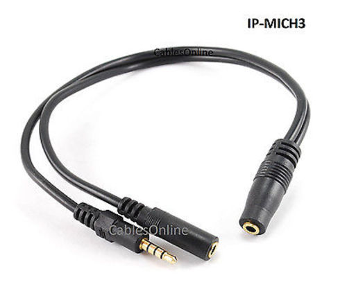 1ft Audio/Voice Record to iPad/Smartphone 3.5mm TRRS Male to TRS/TS ...