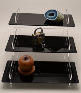3 Tier Acrylic Display Retail Collectable Display Stand Black Perspex ...