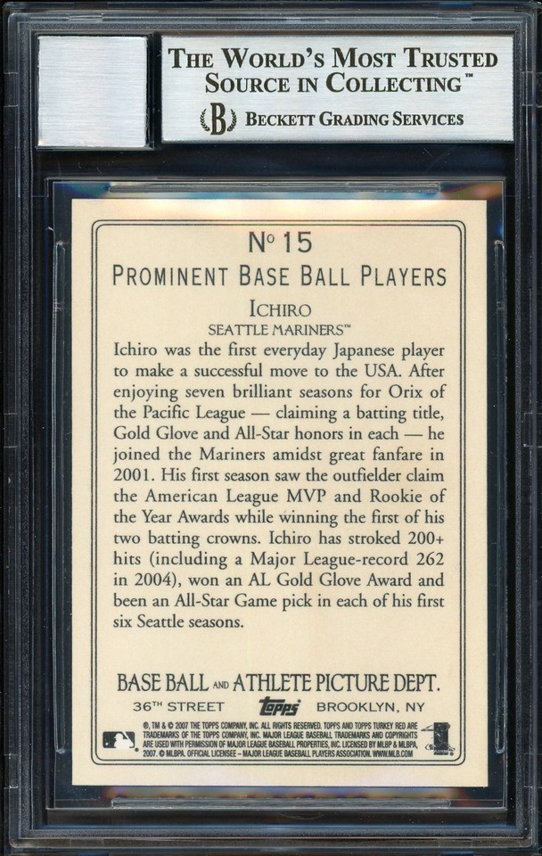 ICHIRO SUZUKI AUTOGRAPHED 2007 TOPPS TURKEY RED CARD GEM 10 AUTO ...