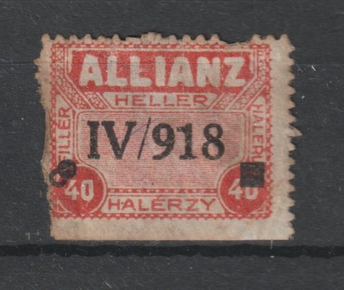 Hungary Austria Occupation Cinderellas Revenue Stamp Fiscal Allianz ...