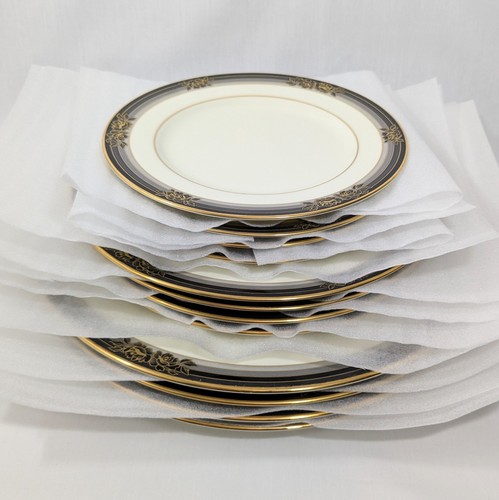 Vtg Noritake Fine China Spell Binder Dinnerware Plate Set Black Gold | eBay