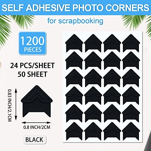 1200 Pcs Photo Corners Self Adhesive Black Photo Corners for ...