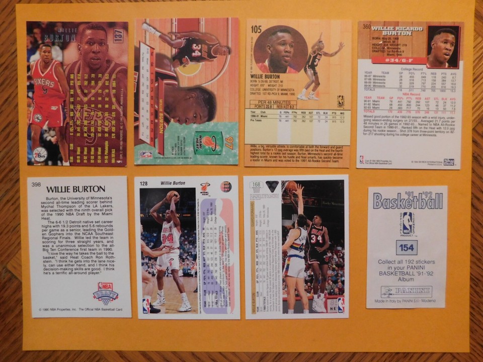 Willie Burton 8 Card Lot W/ROOKIE!! | eBay