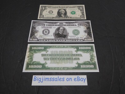 Reproduction US $10,000 Dollar Bill Series 1928 green seal currency ...
