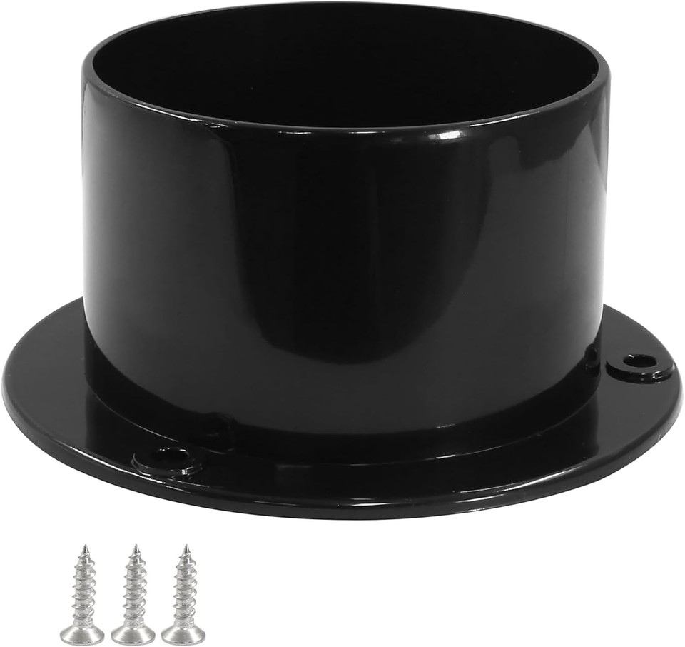 3" Duct Connector Flange Black ABS Plastic Vent Pipe Flange with Screws ...