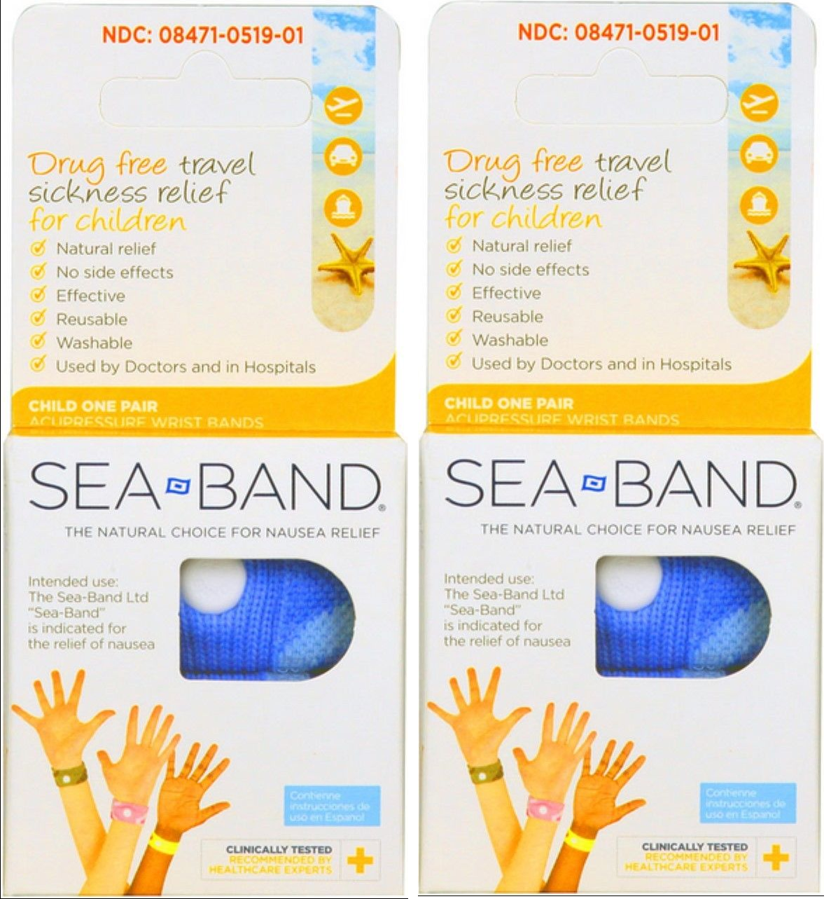 2 Pair SEA BAND for Kids Children's Sea Travel Motion Sick Sickness ...