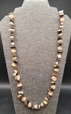 Artisan Wide Chunky Shell Taupe Necklace | eBay