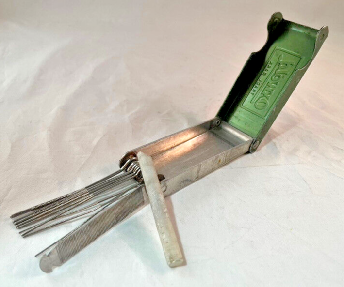 Vintage Oxweld Trade Mark Welding/Soldering Tip Cleaner Set Lath 3" x 1 ...