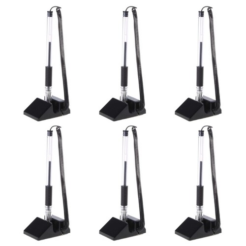 6pc Security Pens Desktop Counter Pen with Adhesive Chain Holder ...