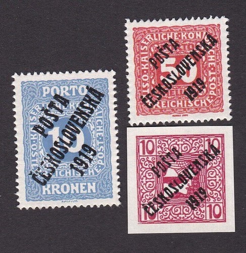 1919 Czechoslovakia OP on Austria Postage Due High Values Reproduction ...