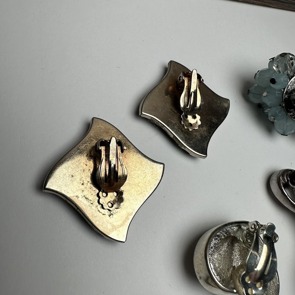 Vintage -Modern Clip On Earrings Lot Of 4 Head Cluster, Heart, Chunky ...