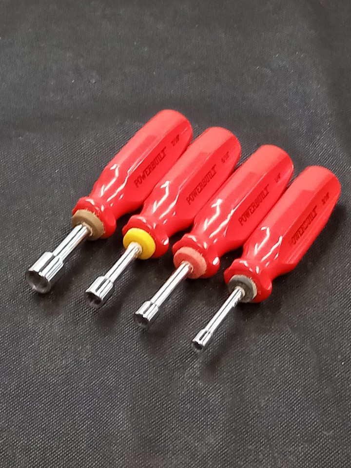 Vintage Powerbuilt Standard Nut driver 4 piece Set 3/16,1/4,5/16,7/16 ...