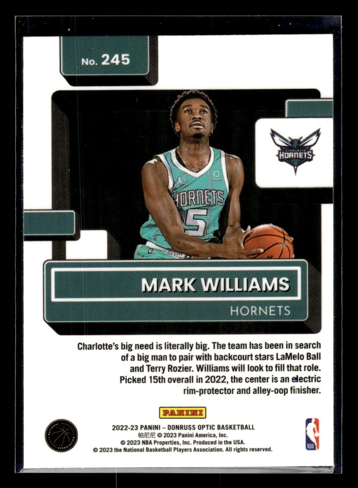 2022 Panini Donruss Optic #245 Mark Williams Rated Rookie Mint+ New | eBay