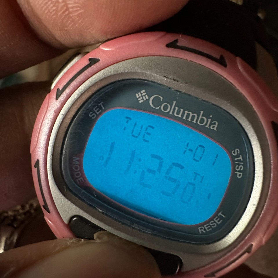 Columbia Digital Watch Pink Black Nylon Strap Band Backlight Dial New ...
