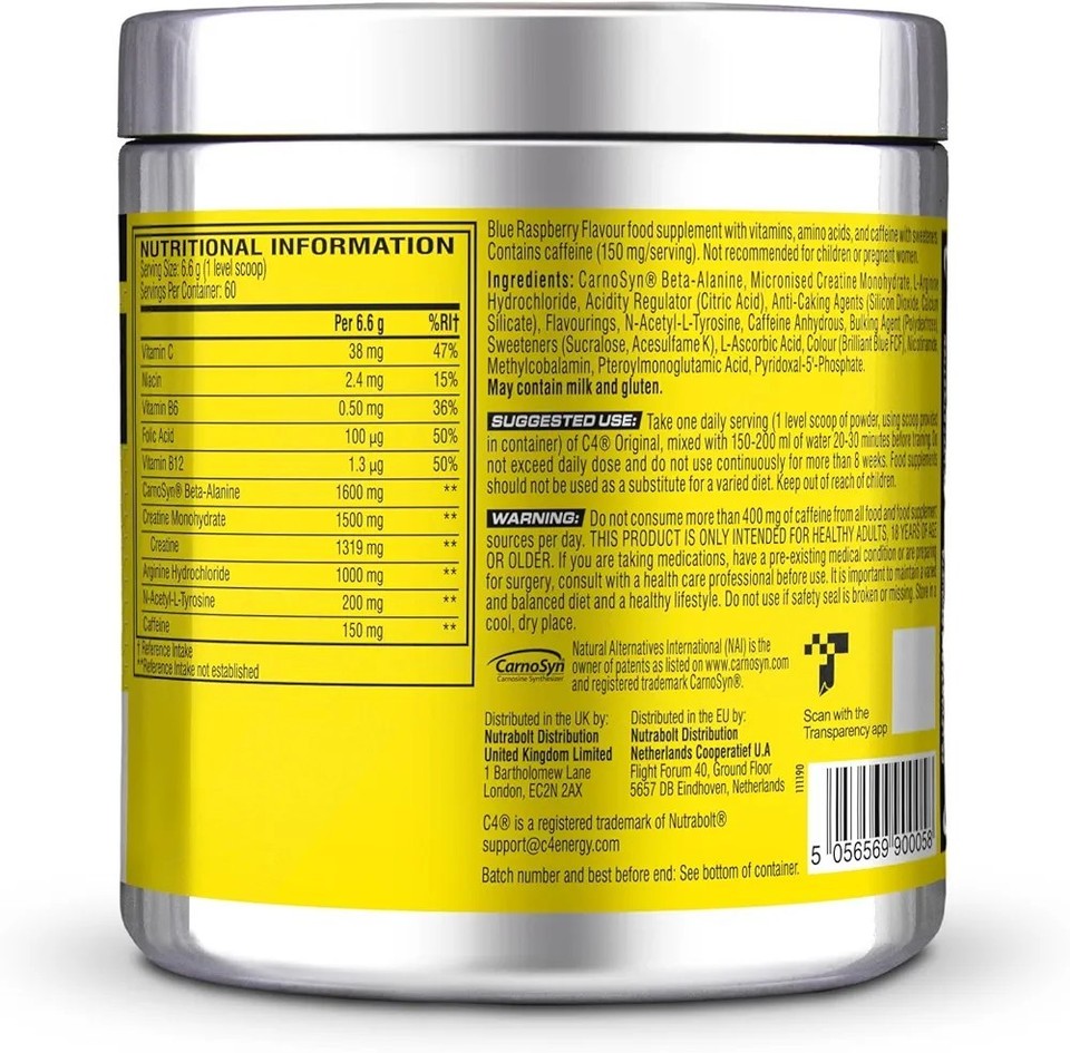 CELLUCOR C4 PRE WORKOUT ORIGINAL CREATINE CAFFEINE PUMP 396G HUGE 60 ...