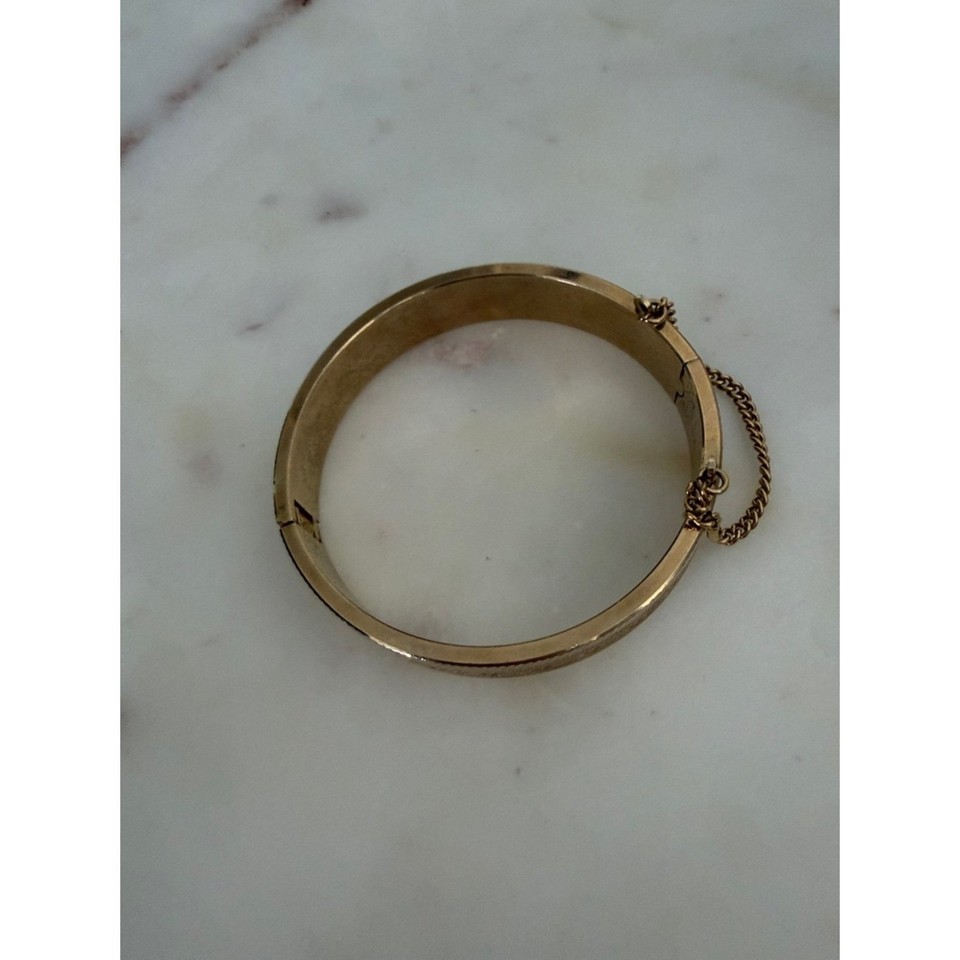 West Germany 1960s Mid Century Gold Tone Metal Hinged Bangle Bracelet ...