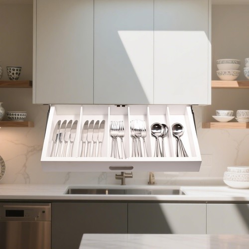 Pull Down Silverware Rack, Under Cabinet Kitchen Storage Organizer ...