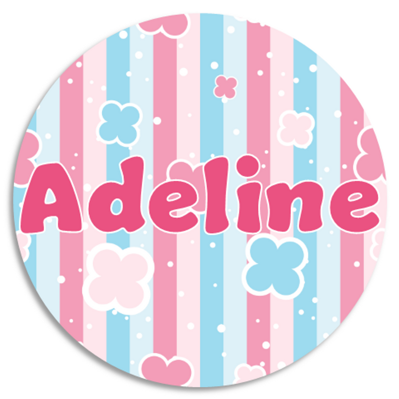 Adeline - 10 Pack Circle Stickers 3 Inch - Name Tag Water Bottle School ...