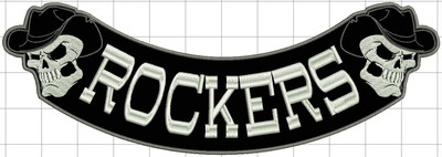 Bottom Rocker Cowboy Skull Custom text and colors, Biker, Sew-On biker ...