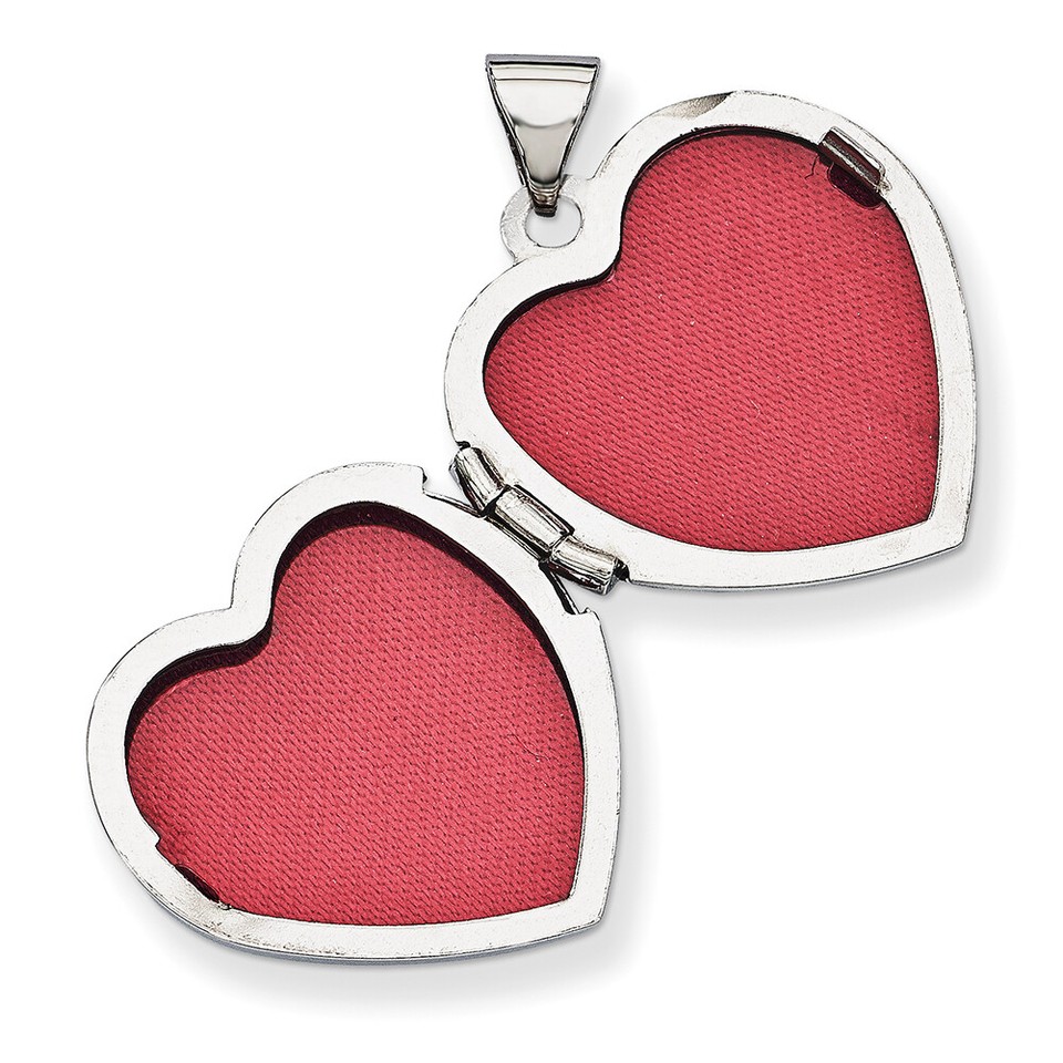14k White Gold Polished Heart-Shaped Floral Locket XL322 | eBay