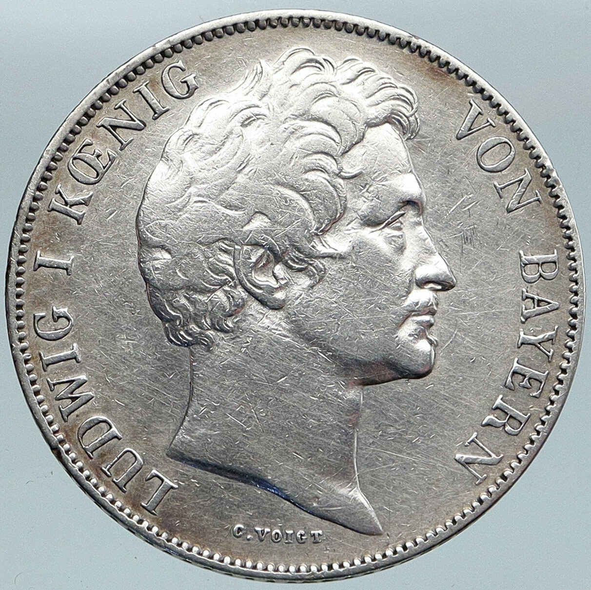 1843 GERMANY German States BAVARIA King Ludwig I OLD Silver Gulden Coin ...