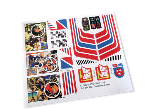 CUSTOM STICKERS for Mattel BIG JIM Command Copter 9583 + bonus Logo's ...